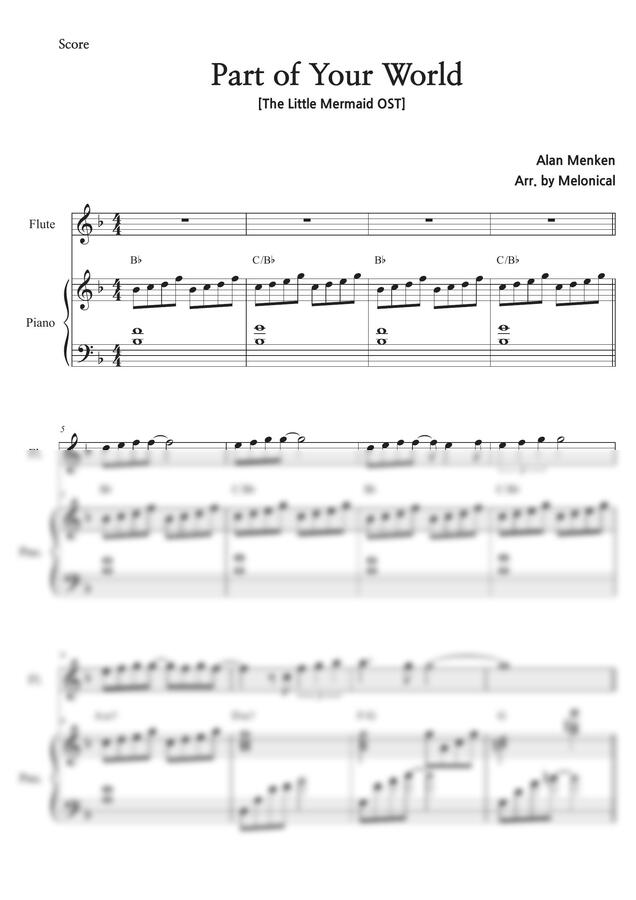 악보 > 인어공주 OST - Part of Your World (Ensemble) by 멜로니컬