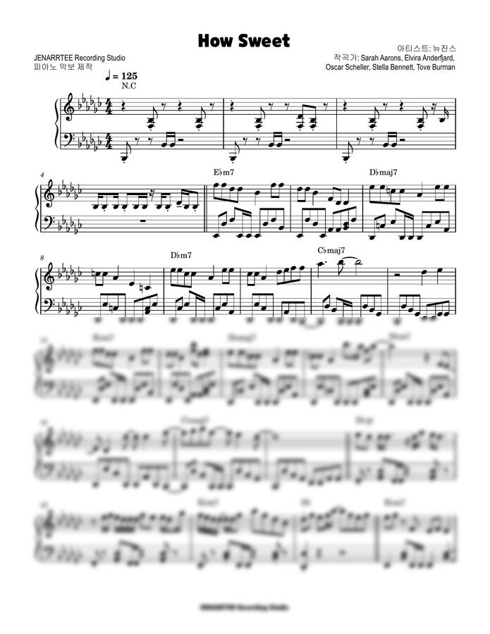 악보 > NewJeans (뉴진스) - How Sweet by JENARRTEE Recording Studio