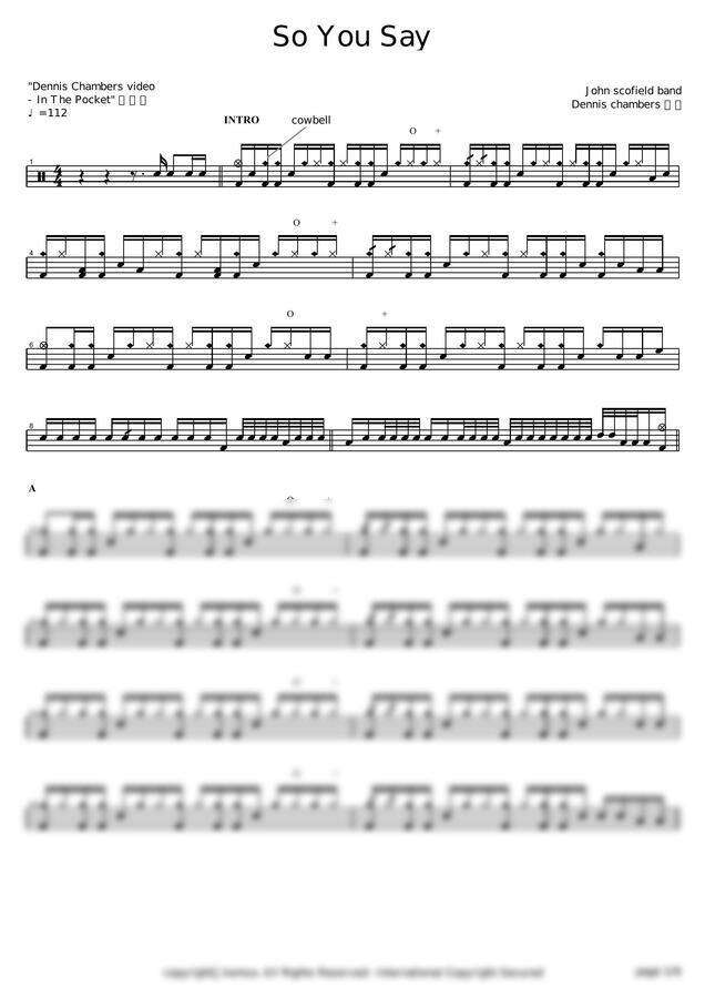 악보 > john scofield - so you say by 카피드럼