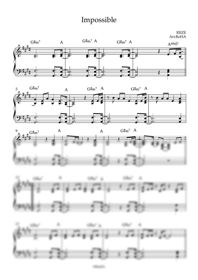 악보 > 라이즈(RIIZE) - Impossible 임파서블 (Piano) by RoHA