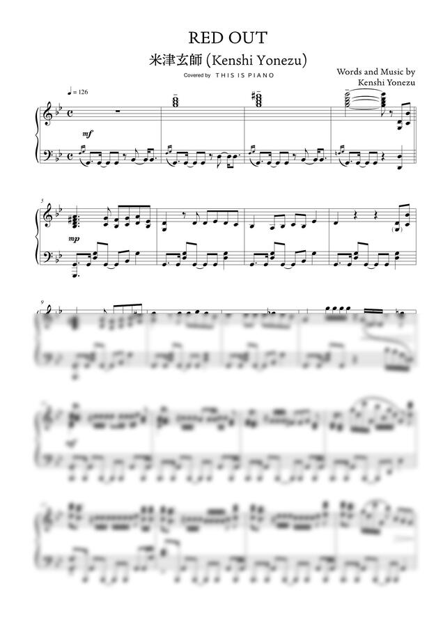 악보 > 요네즈 켄시 - RED OUT by THIS IS PIANO