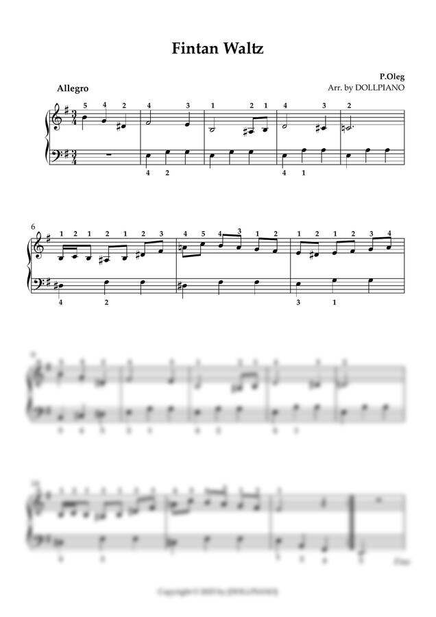 악보 > P.Oleg - Fintan Waltz (핀탄 왈츠) (바이엘, 작은손) by DOLLPIANO