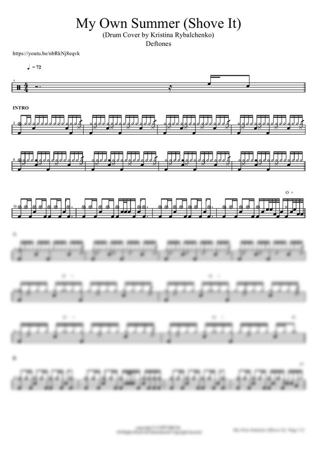 악보 > Deftones - My Own Summer (Shove It) (Drum Cover by Kristina ...