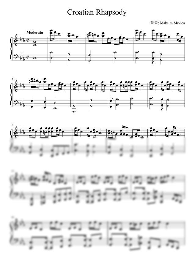 악보 > Maksim - 크로아티안 랩소디 (Croatian Rhapsody) by piano music