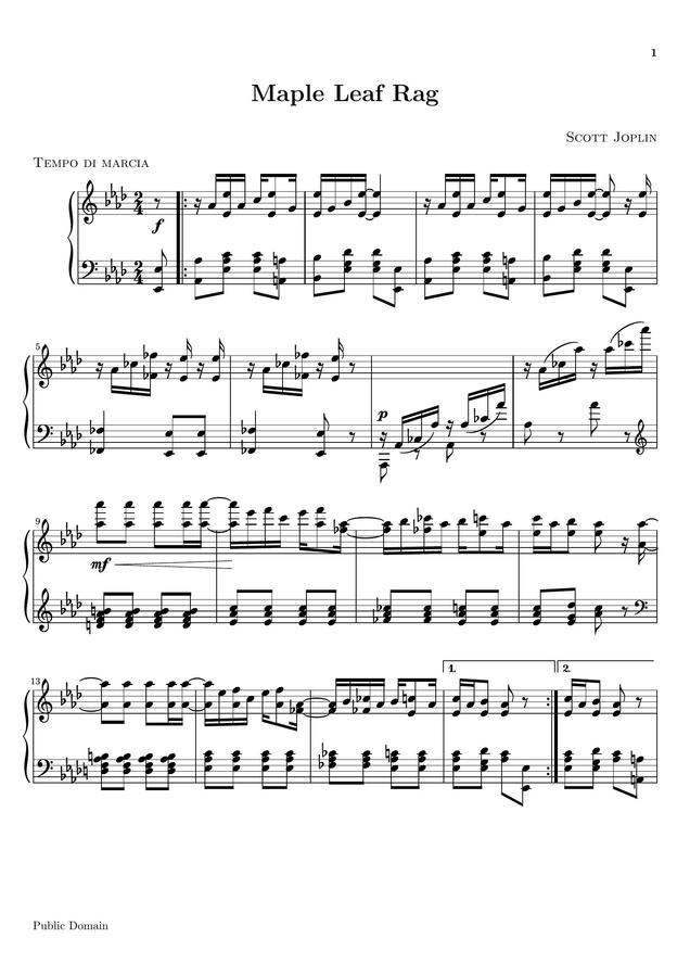 악보 > Scott Joplin - Maple Leaf Rag