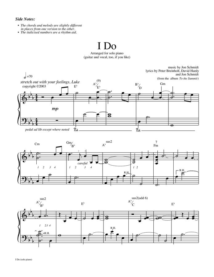 악보 > I Do - Jon Schmidt (존 슈미트)