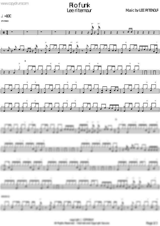 악보 > rio funk - lee riternour by 카피드럼