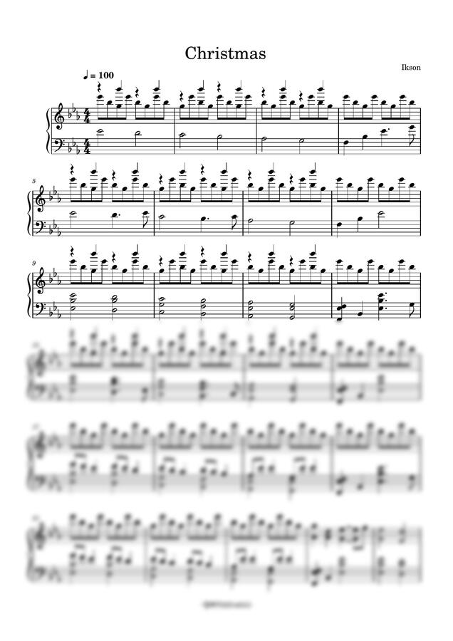 악보 > Ikson - Christmas (캐롤) by 햅삐악보(habbi)