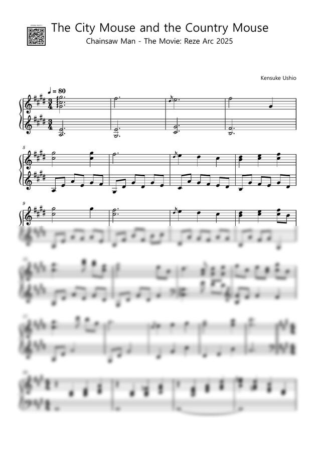 악보 > 극장판 체인소맨 레제편 - The City Mouse and the Country Mouse | Soultree piano