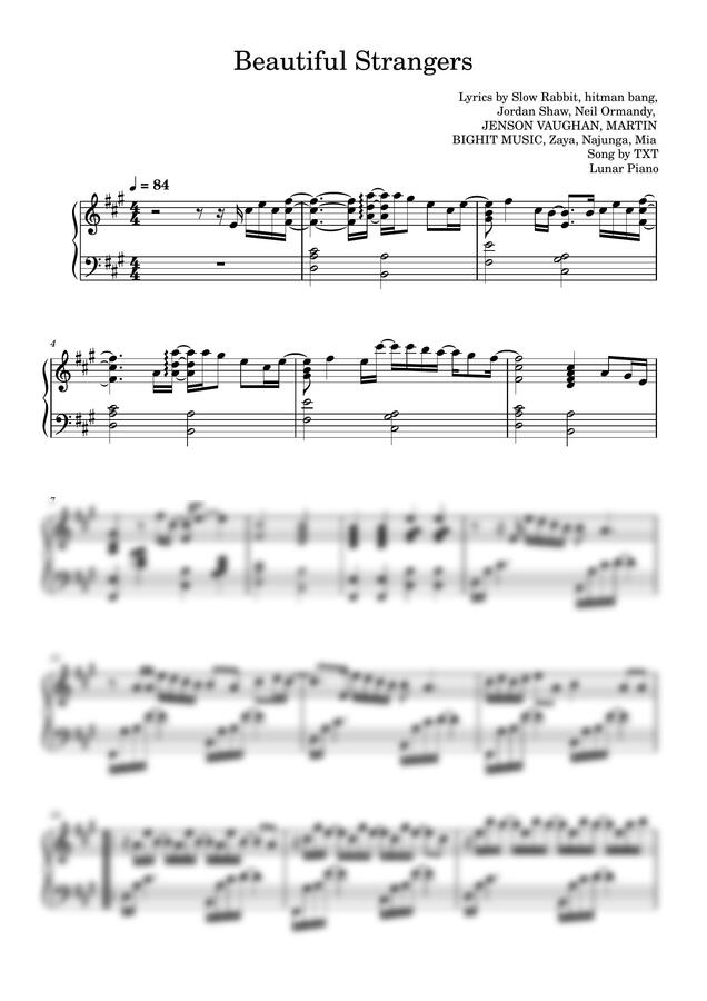 악보 > TXT - Beautiful Strangers by Lunar Piano