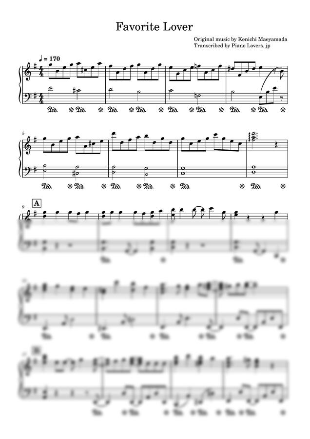 악보 > Kenichi Maeyamada - Favorite Lover (여친, 빌리겠습니다) by Piano Lovers. jp