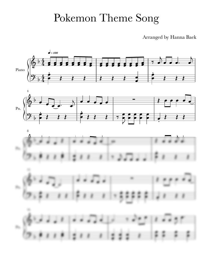 악보 > 포켓몬스터 OST - 주제테마 (Pokémon Theme) (쉬운악보) by Blessing Memory