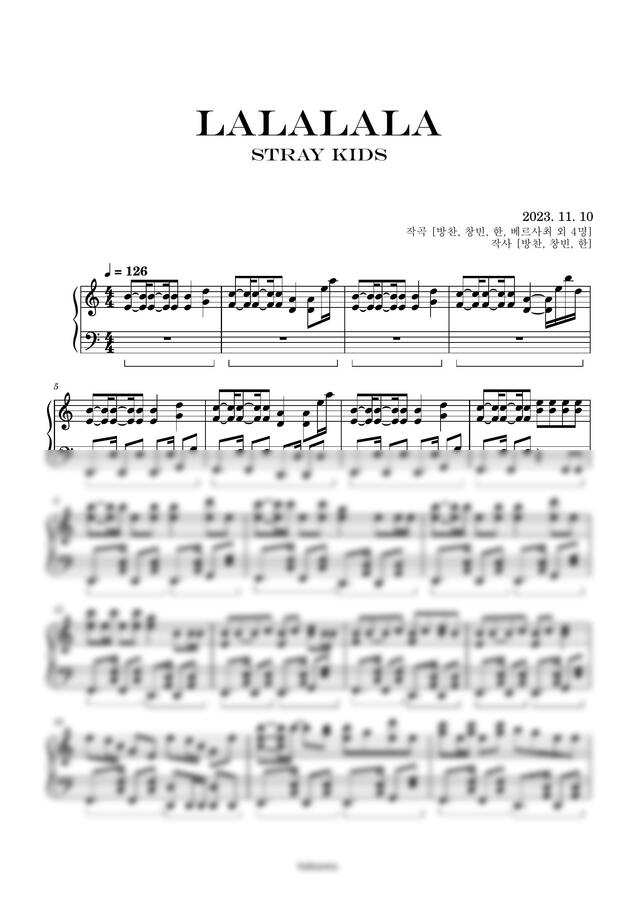 악보 > 스트레이키즈 - 락 (樂) (LALALALA) (중급 악보/원키) by Boknowa보노아