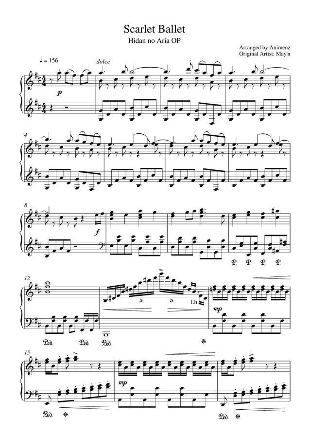 악보 > Hidan no Aria OP [piano] - Scarlet Ballet