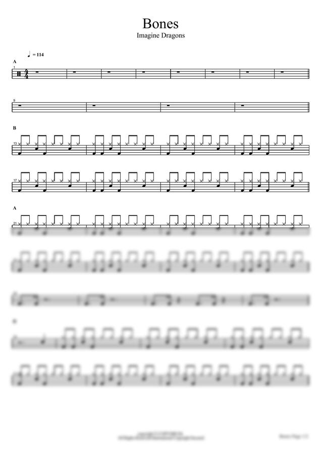 악보 > Imagine Dragons - Bones by COPYDRUM