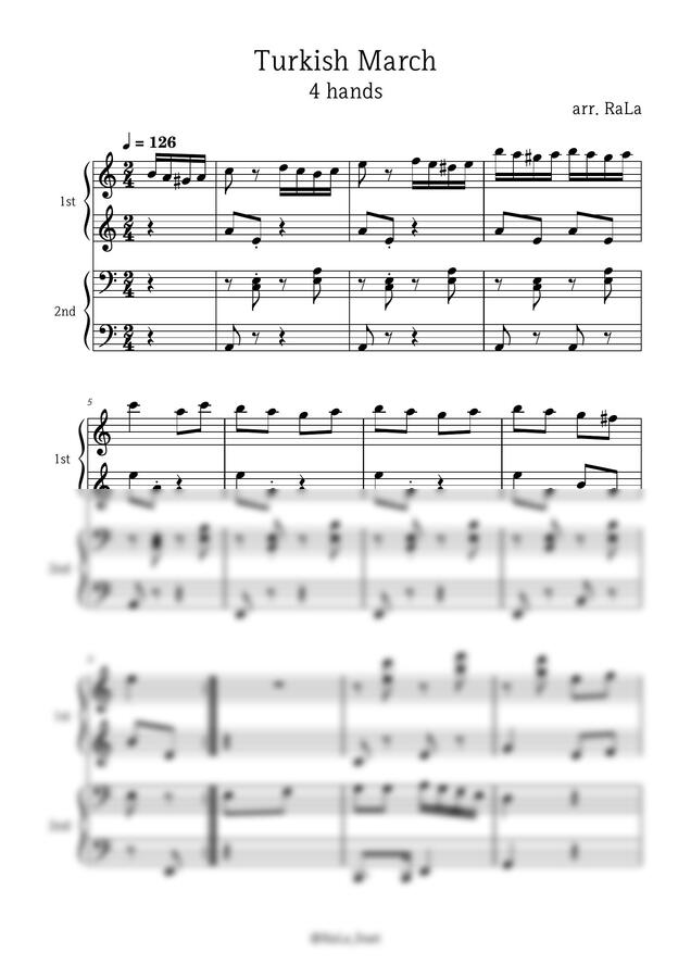 악보 > W.A.Mozart (모차르트) - Piano Sonata No.11 ‘Alla Turkischer Turkish ...