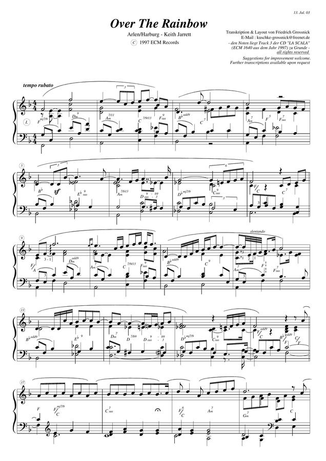 악보 > over the rainbow 재즈버전