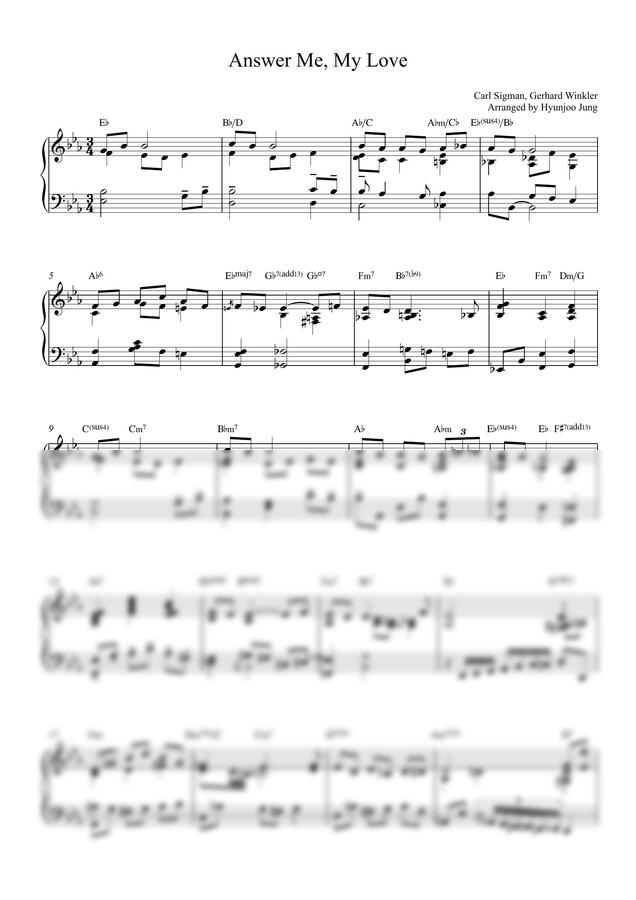 악보 > Keith Jarrett - Answer Me My Love (JazzBallad) by Hyunjoo Jung