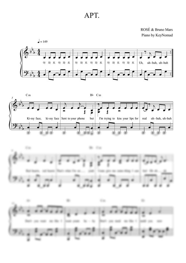 악보 > ROSÉ & Bruno Mars - APT. by KeyNomad