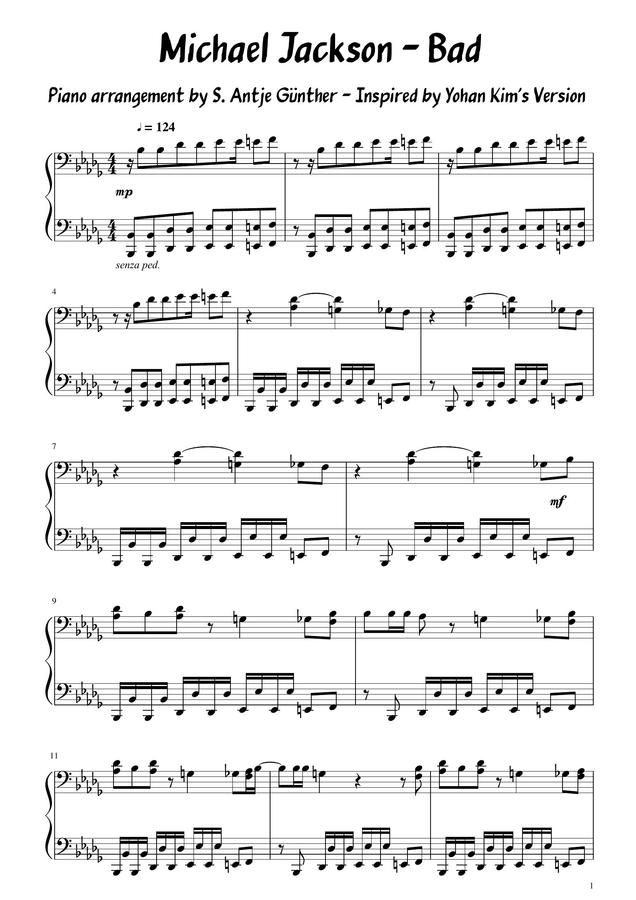 악보 > Michael Jackson - Bad by 김요한
