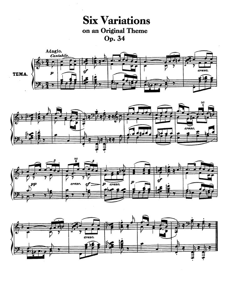 악보 > L.V.Beethoven (베토벤) - 6 Variations On An Original Theme, Op.34