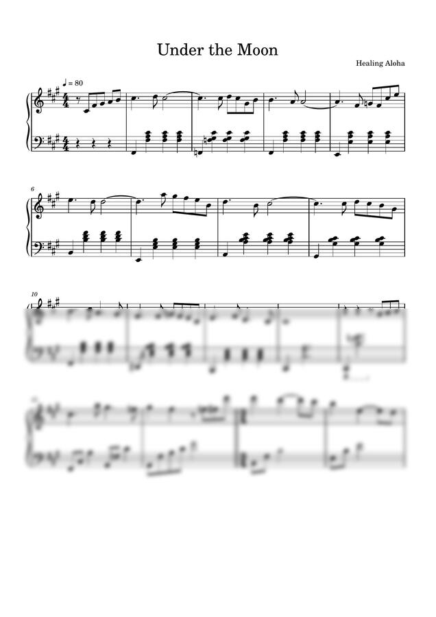 악보 > 힐링알로하 - Under the Moon (자작곡/뉴에이지)