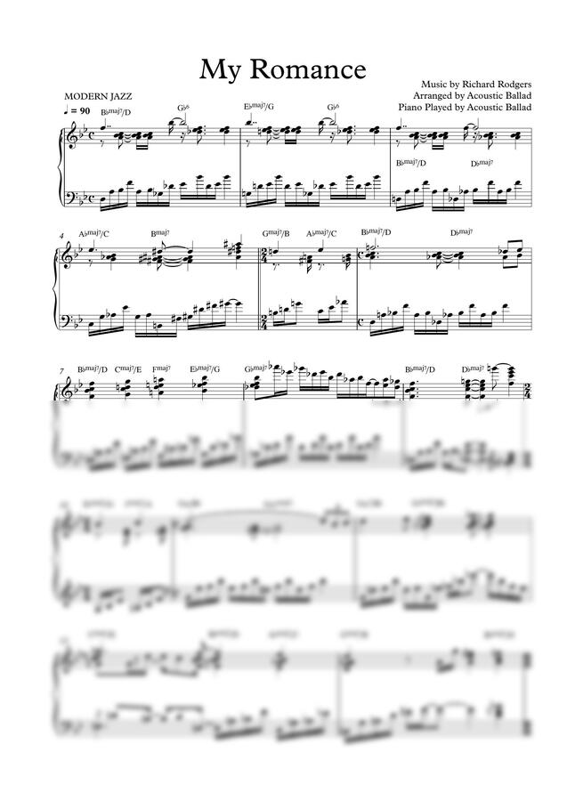 악보 > Richard Rodgers - My Romance (솔로 피아노 버전) by 어쿠스틱 발라드