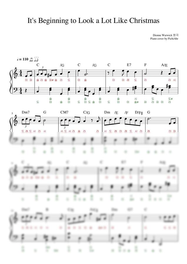 악보 > Dionne Warwick - It's Beginning to Look a Lot Like Christmas(재즈 캐롤 ...