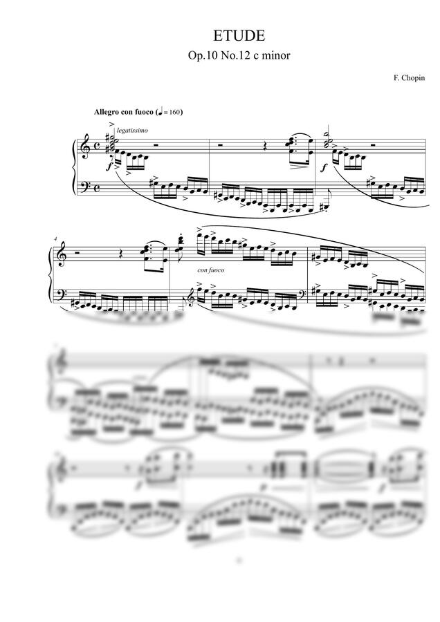 악보 > F. Chopin (쇼팽) - Etude Op.10 No.12 (에튀드 혁명) (조표 없는 악보) by 음악 나그네Music Traveler