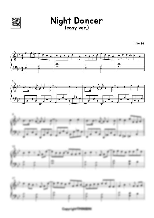 악보 > imase - NIGHT DANCER (쉬운악보) by MINIBINI