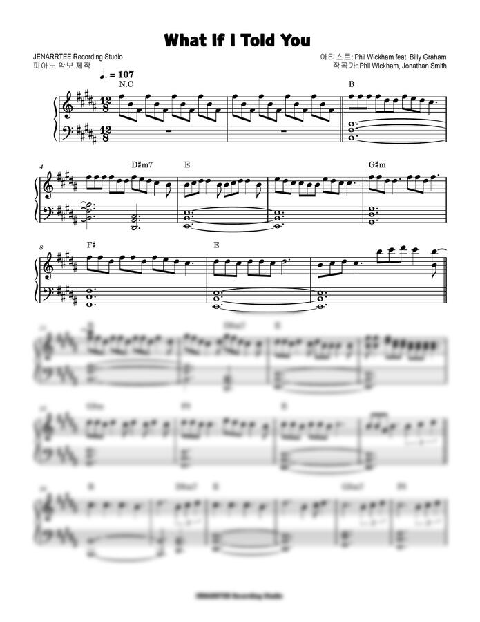 악보 > Phil Wickham feat. Billy Graham - What If I Told You (원키 + 쉬운키 포 ...