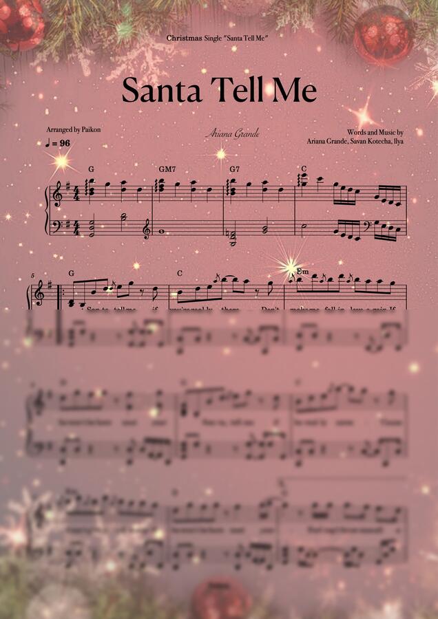 악보 > 🎄Ariana Grande - Santa Tell Me by 백온(Paikon)
