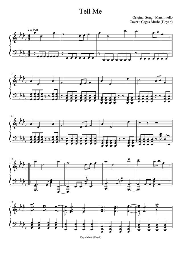 악보 > Marshmello - Tell Me by Cages Music (Hoyah)