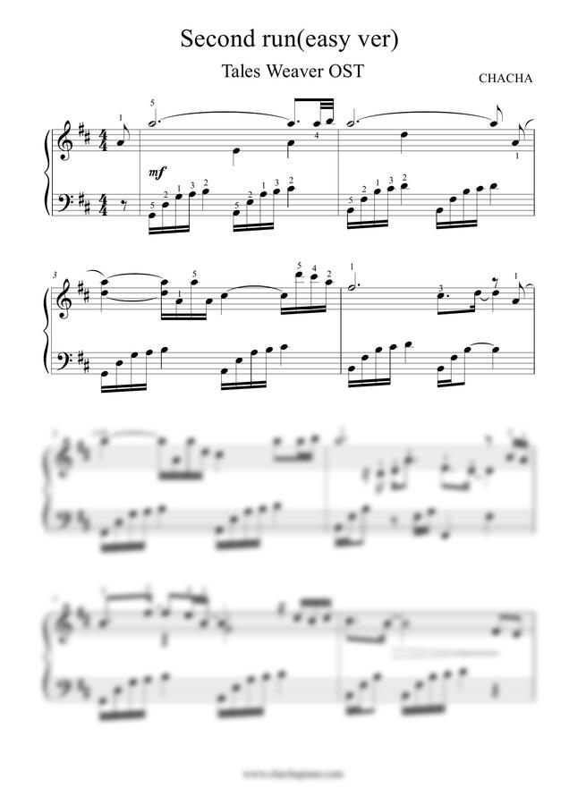 악보 > 테일즈위버 OST - Second Run(쉬운 악보) by 차차프렌즈