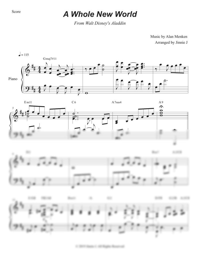 악보 > 알라딘 OST - A Whole New World by Jinnie J