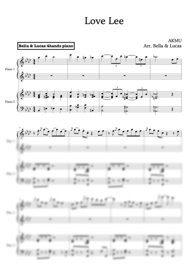 악보 > 악동뮤지션 - Love Lee (4hands piano) by 벨라앤루카스