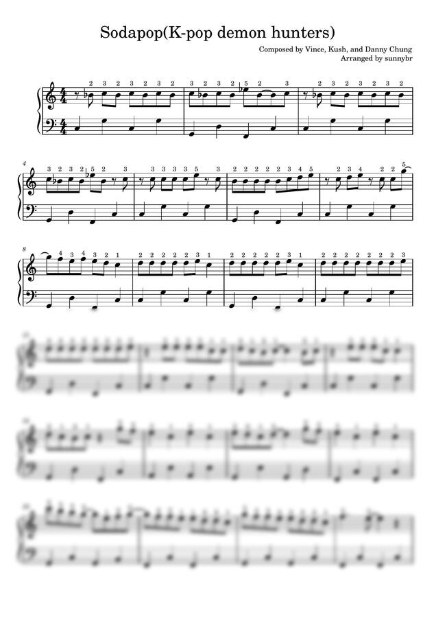 악보 > Kpop demon hunters - Sodapop (super easy) by sunnybr