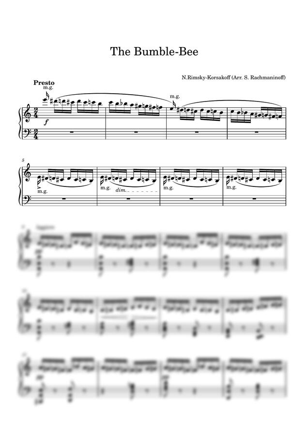 악보 > N.Rimsky-Korsakoff(arr. S.Rachmaninoff) - The Bumble-Bee/림스키 코르사코프 왕벌의 비행 라흐마니노프 편곡 by 키키정