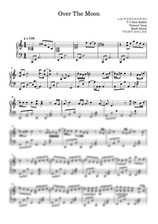 악보 > 투모로우바이투게더 - Over The Moon (다장조) by 피아노친당