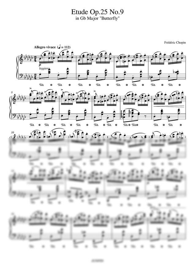 악보 > F. Chopin (쇼팽) - Etude Op.25 No.9 (에튀드 21번 "나비") by JUNPIN