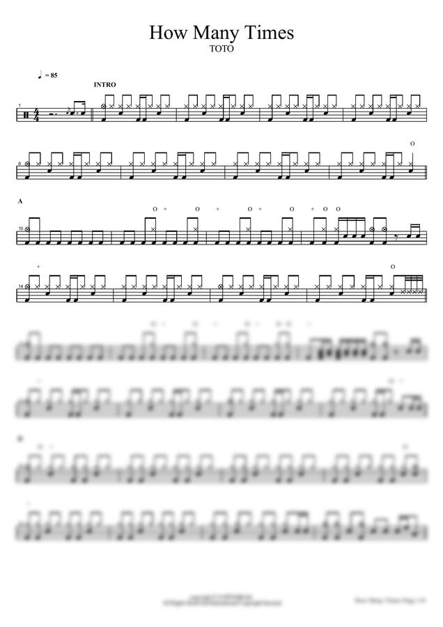 악보 > TOTO - How Many Times by COPYDRUM