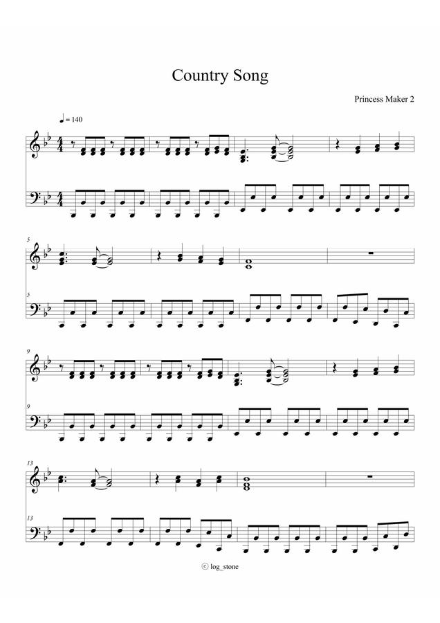 악보 > [악보 공유 중단] 프린세스메이커2 OST - Country Song by log_stone