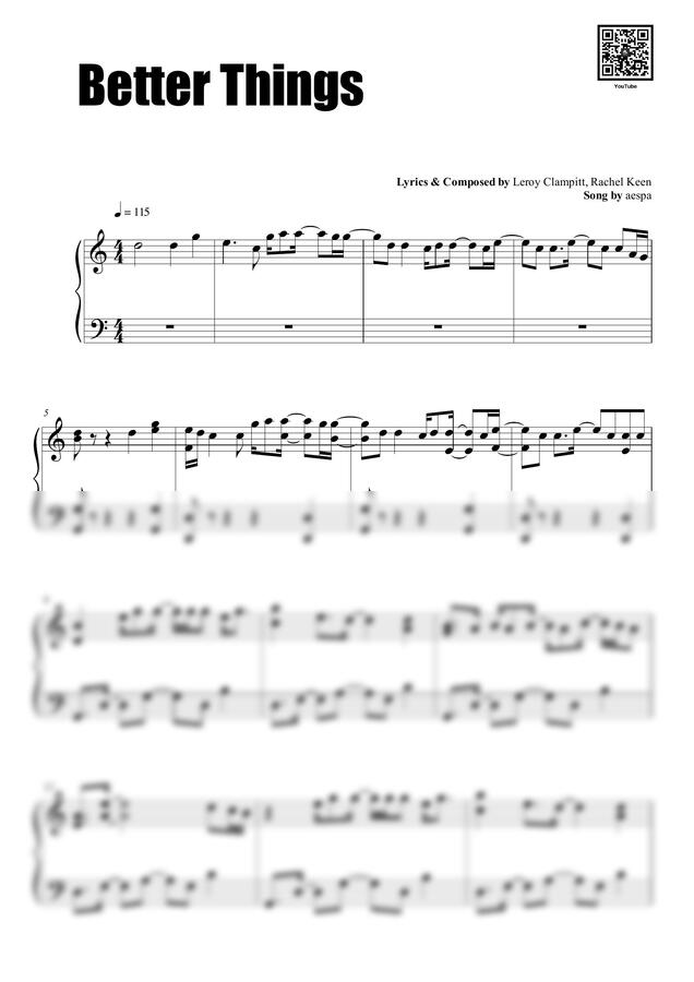 악보 > aespa (에스파) - Better Things by 한뼘피아노
