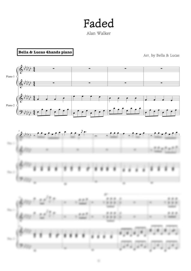 악보 > Alan Walker - Faded (4 hands) by 벨라앤루카스