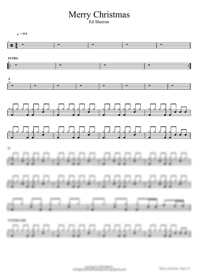 악보 > Ed Sheeran - Merry Christmas by COPYDRUM