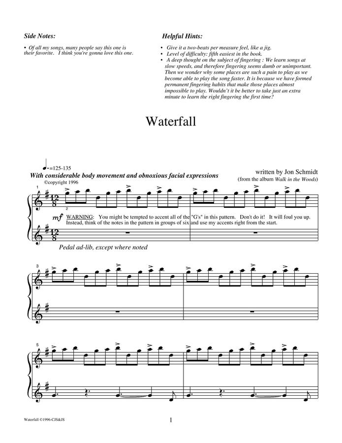 악보 > Jon Schmidt - Waterfall