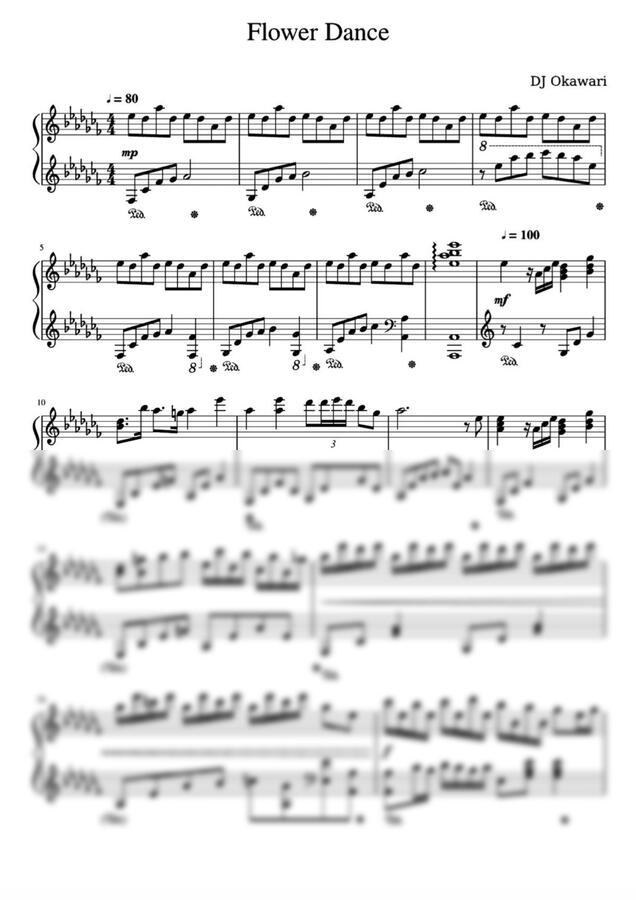 악보 > DJ Okawari - Flower Dance (플라워 댄스) by Fortepian_