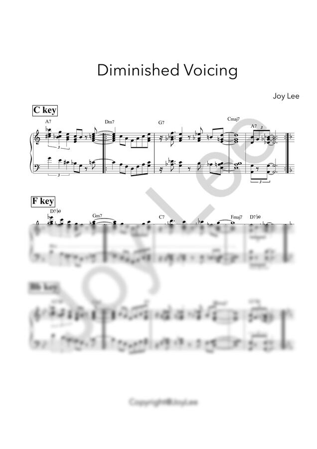 악보 > Joy Lee - Diminished & Drop 2 voicing 12 key (Jazz piano) by Joy Lee