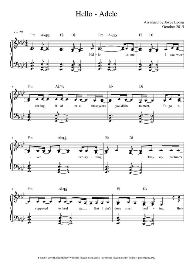 악보 > Adele - Hello by Joyce Leong