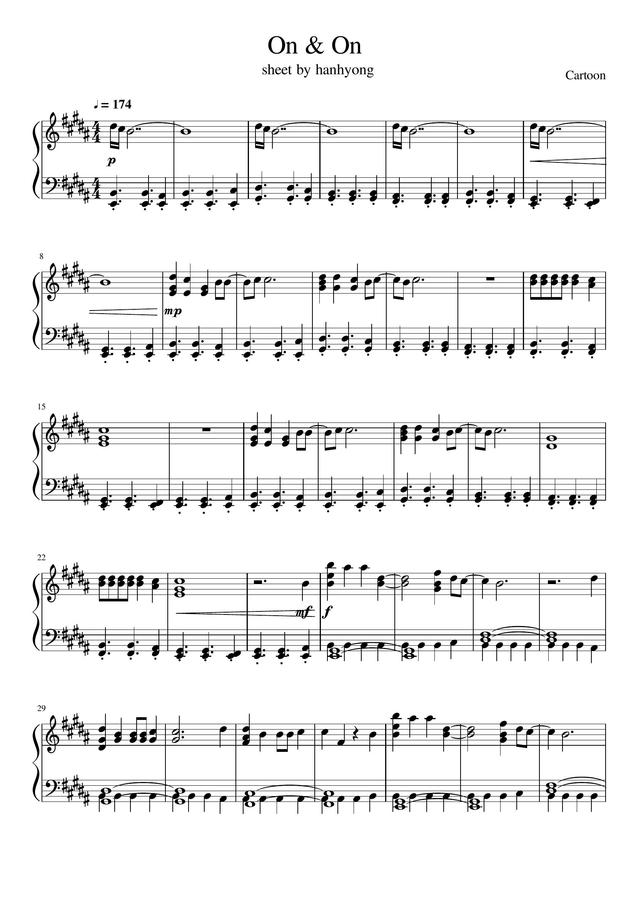 악보 > Cartoon - On & On